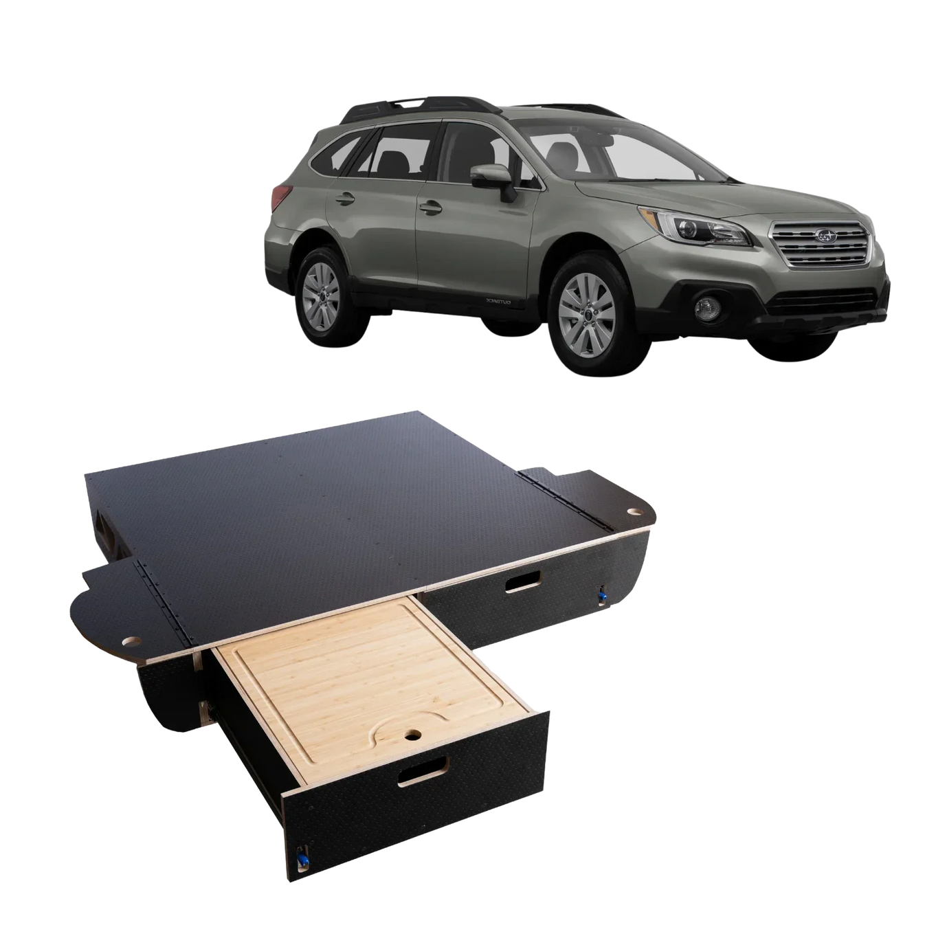 Subaru Outback 2015+ Dual Drawer Storage PreCut Kit – Solid Wood Worx
